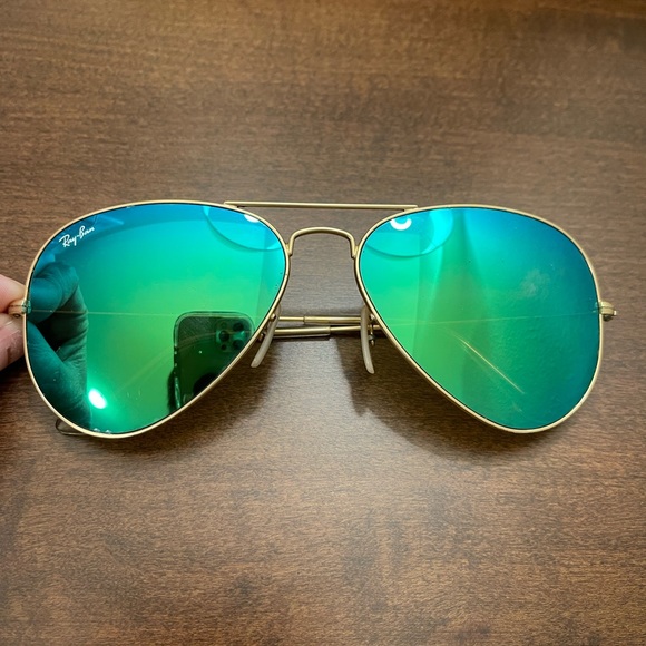 Ray-Ban | Accessories | Rayban Bluegreen Mirrored Aviator Sunglasses ...